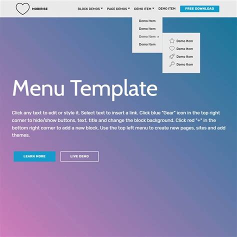 Free Html Bootstrap Menu Template Xyztemplates With Free Html Menu Templates Examples Of