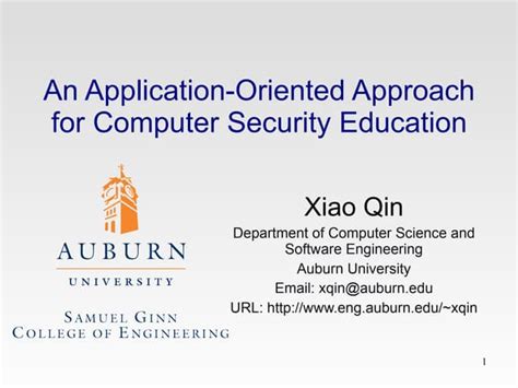 An Application Oriented Approach For Computer Security Education Ppt