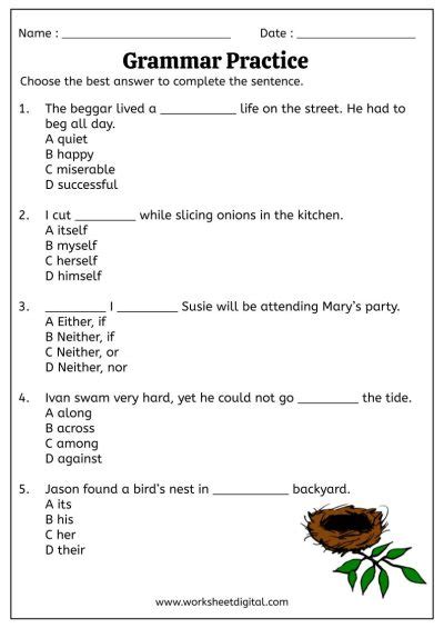 Grade 4 English Worksheet Digital