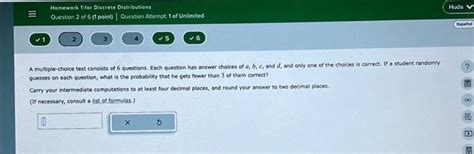 solved a multiple choice test consists of 6 questions each