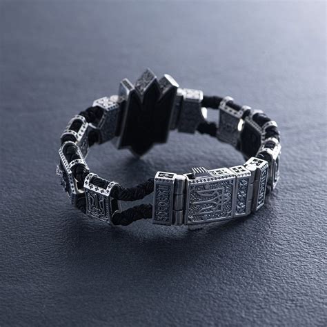 Мужской серебряный браслет Герб України Тризуб Україна понад усе с эбеном 1080 купить