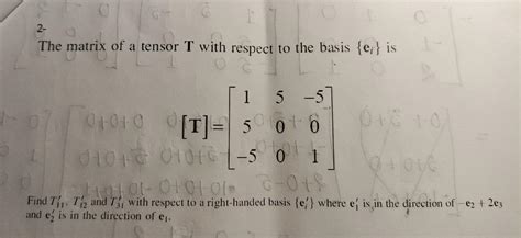 Solved The Matrix Of A Tensor T With Respect To The Basis Chegg Com