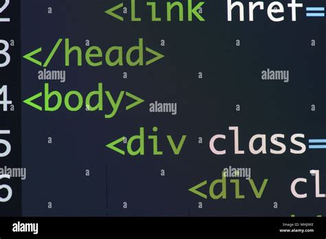 Real Html Code Developing Screen Programing Workflow Abstract Algorithm Concept Lines Of Html