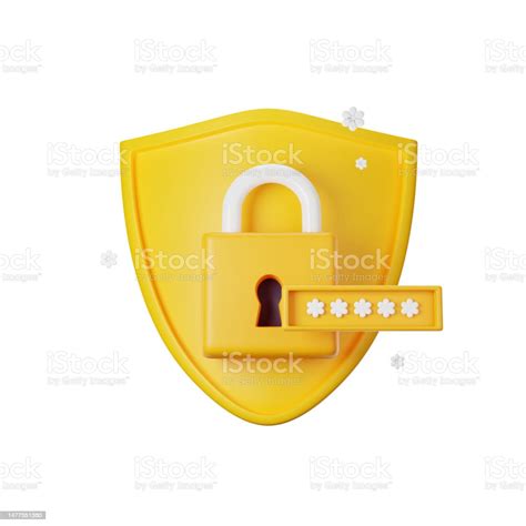 3d Shield Icon Render Lock Password Secure Concept Secret Personal Data Authentication