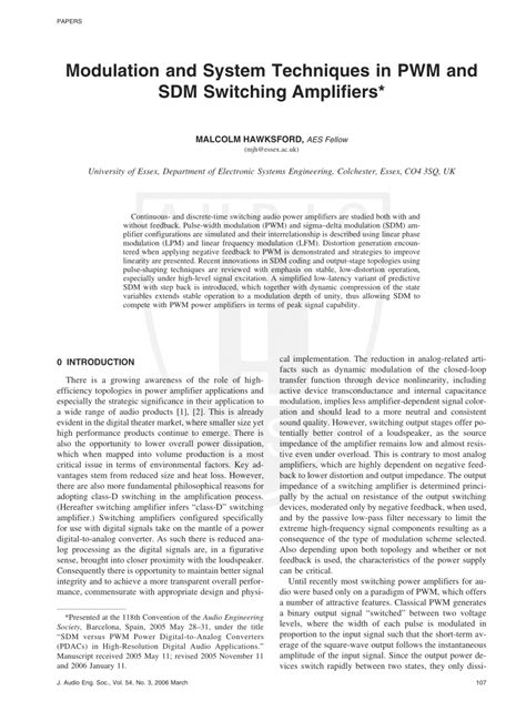 pdf modulation and system techniques in pwm and sdm switching amplifiers