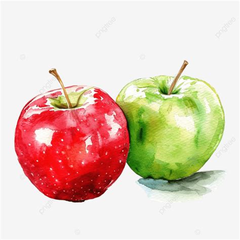 빨간색과 초록색 사과의 수채화 신선한 생과일 사과 애호가 수채화 과일 사과 Png 일러스트 및 이미지 에 대한 무료 다운로드 Pngtree