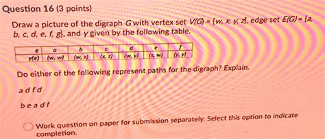 solved question 16 3 points draw a picture of the digraph gwith