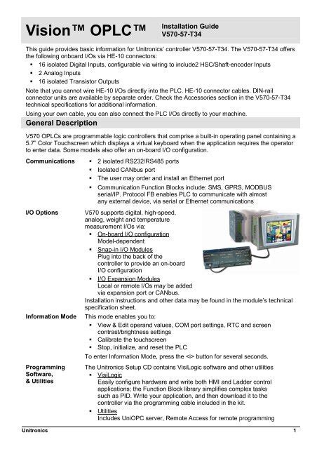 Vision OPLC Installation Guide Unitronics