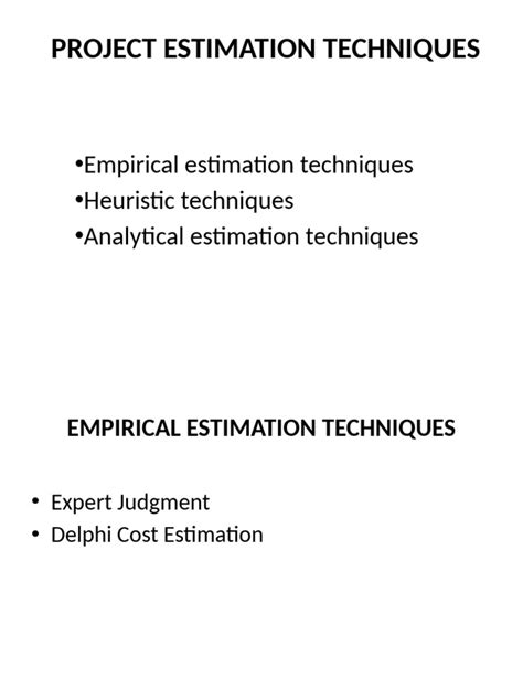 Project Estimation Techniques Guide Pdf Expert Computing