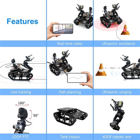 Xiaor Geek Raspberry Pi Kit De Robot Inteligente Wifi Kit De Chasis De Tanque De Brazo