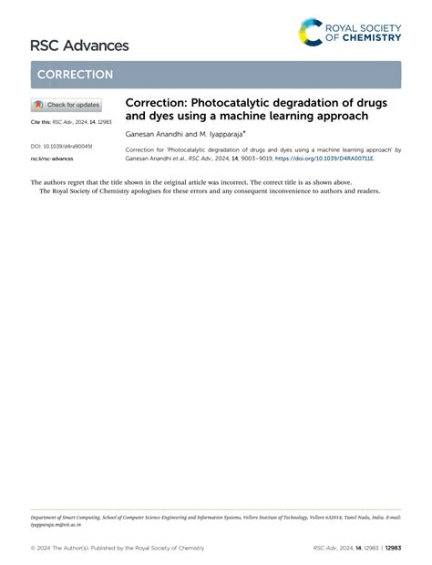 Pdf Correction Photocatalytic Degradation Of Drugs And Dyes Using A