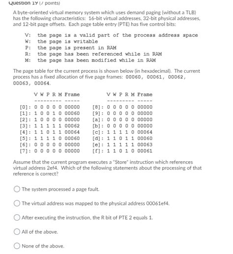 Solved Question 19 Points A Byte Oriented Virtual Memory