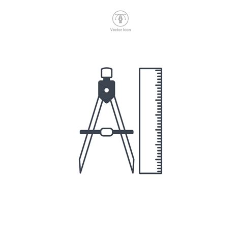 Ruler And Compass Icon Symbol Vector Illustration Isolated On White Background 26496619 Vector