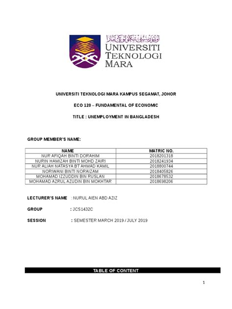 Group Project Eco120 Assignment 1 Pdf Unemployment Employment