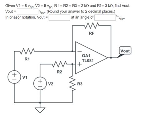 solved given v1 6 vpp v2 9 vpp vout 0 36 vpp and rf