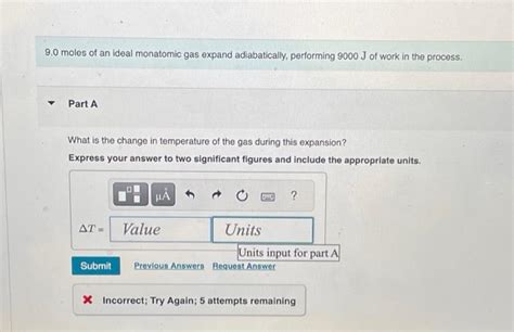 Solved 9 0 Moles Of An Ideal Monatomic Gas Expand