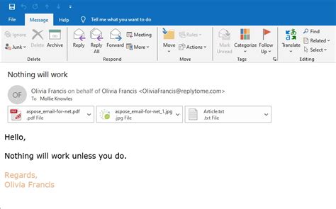 טיפול בקבצי מצורפים ומסרים מוטמעים ב Outlook ב C