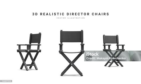 흰색 배경에 격리된 3d 현실적인 감독 의자 세트 벡터 그림 감독에 대한 스톡 벡터 아트 및 기타 이미지 감독 감독용 의자 개념 Istock