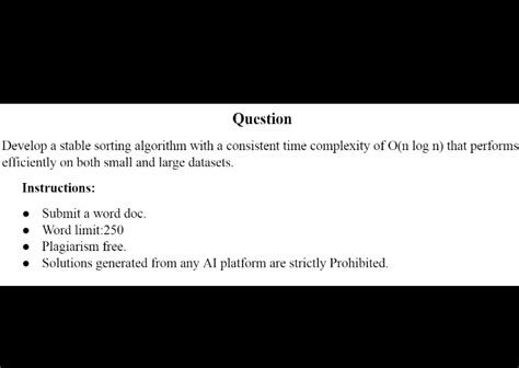 Question Develop A Stable Sorting Algorithm Studyx