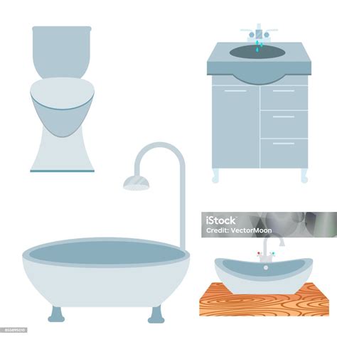 목욕 장비 아이콘 화장실 그릇 욕실 평면 스타일 그림 위생 디자인 청소 0명에 대한 스톡 벡터 아트 및 기타 이미지 0명 가리기 가정의 방 Istock