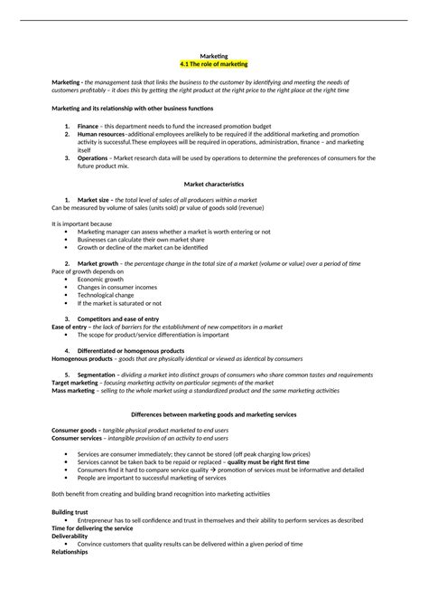 Summary Ib Business Management Hl Unit 4 Revision Notes Business