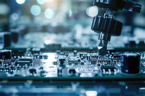 Automated Circuit Board Assembly Manufacturing Line Precision Robotics Technology Background