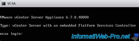 Presentation Of The Vcsa Vmware Vcenter Server Appliance Console In A Vmware Vsphere 6 7