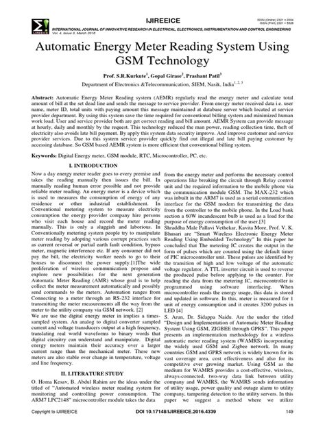 Automatic Energy Meter Reading System Us Pdf Microcontroller Modem