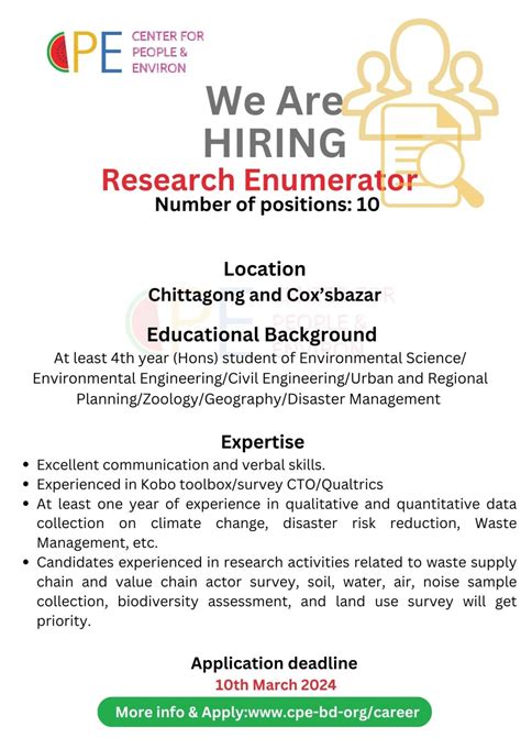 Muhammad Abdur Rahaman On Linkedin Center For People And Environ Is Going To Hire Enumerators