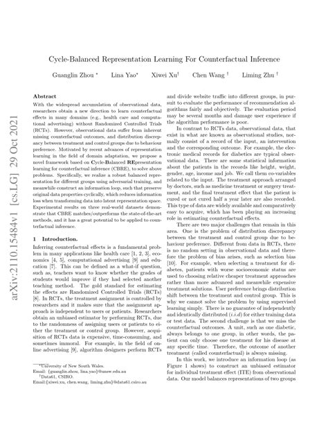 Pdf Cycle Balanced Representation Learning For Counterfactual Inference