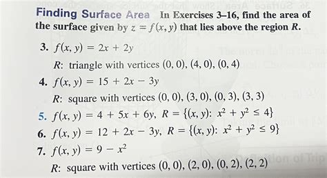 Solved Finding Surface Area In Exercises Find The Area Chegg