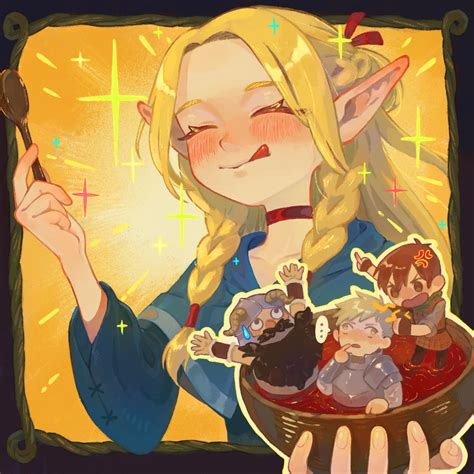 Marcille Donato Laios Touden Senshi And Chilchuck Tims Dungeon Meshi Drawn By Dmwggg Danbooru