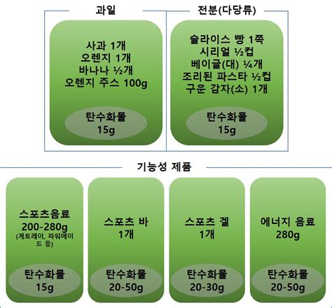 운동 전과 운동 중 탄수화물 섭취