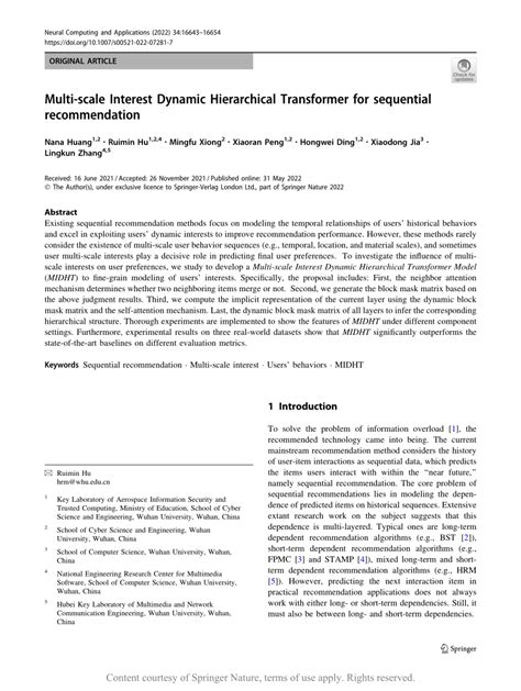Multi Scale Interest Dynamic Hierarchical Transformer For Sequential