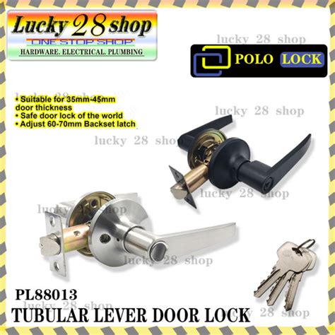 Pl88013 Pololock Tubular Lever Handle Door Lock Matte Blackstainless