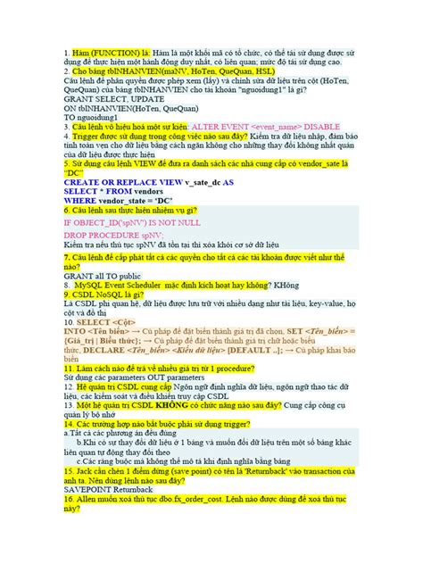 Một Hệ Quản Trị Csdl Không Có Chức Năng Nào Tìm Hiểu Chức Năng Quan