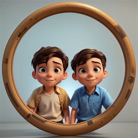 Premium Photo Round Frame With Two Boys Clenching Their Hands