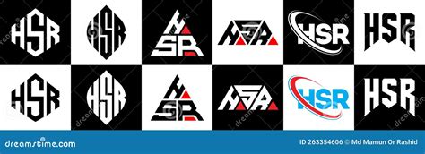 Hsr Letter Logo Design In Six Style Hsr Polygon Circle Triangle Hexagon Flat And Simple