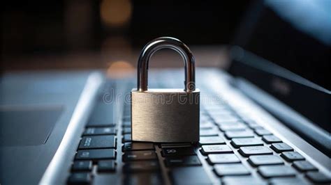 Close Up Of Shiny Padlock Resting On Sleek Computer Keyboard Symbolizing Security And