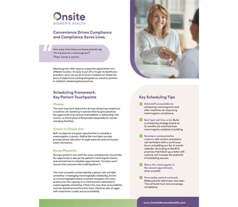 Scheduling Guidelines Onsite Womens Health Brand Resource Center