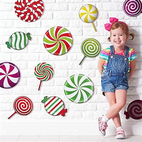 Brandclub 30 Pieces Peppermint Cutouts Christmas Candy Cutouts Colorful Candies Round Lollipop