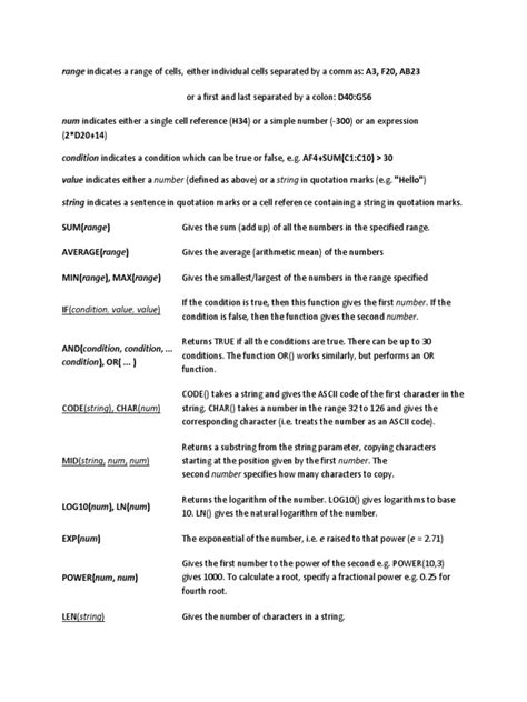 Functions Excel Pdf Special Functions Trigonometric Functions