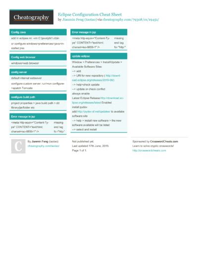 23 Eclipse Cheat Sheets Cheat Sheets For Every Occasion