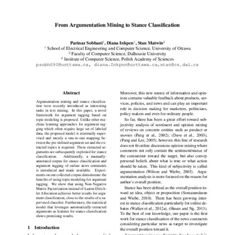From Argumentation Mining To Stance Classification Acl Anthology