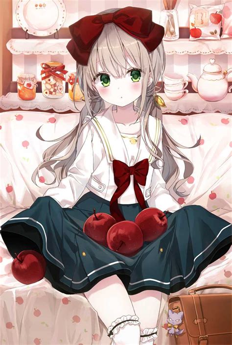 拎着裙子的可爱女孩子插画图片 Bobopic