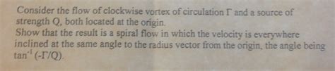 consider the flow of clockwise vortex of circulation