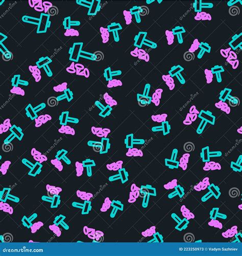 Red Line Crucifixion Of Jesus Christ Icon Isolated Seamless Pattern On