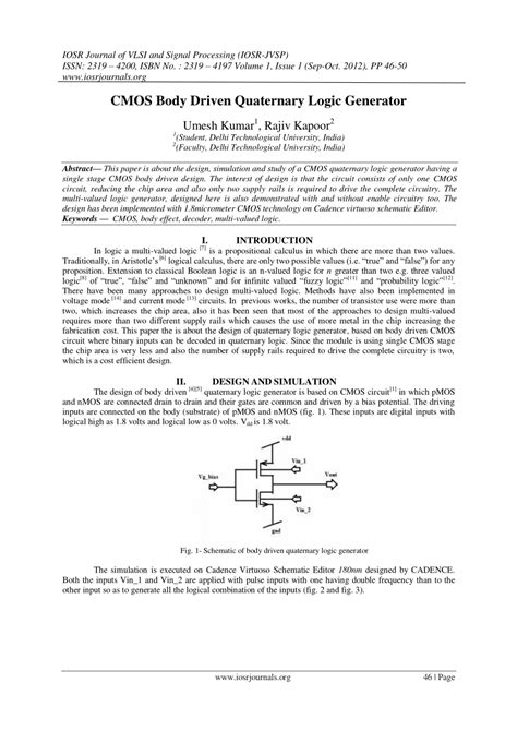 Pdf Cmos Body Driven Quaternary Logic Generator