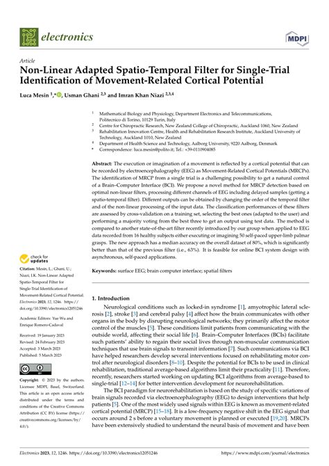 Pdf Non Linear Adapted Spatio Temporal Filter For Single Trial Identification Of Movement