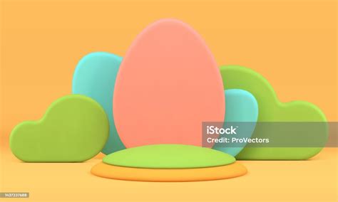 부활절 연단 장식 받침대 둥근 무대 닭고기 달걀 구름 요소 3d 디자인 벡터 3차원 형태에 대한 스톡 벡터 아트 및 기타 이미지 3차원 형태 닭고기 0명 Istock
